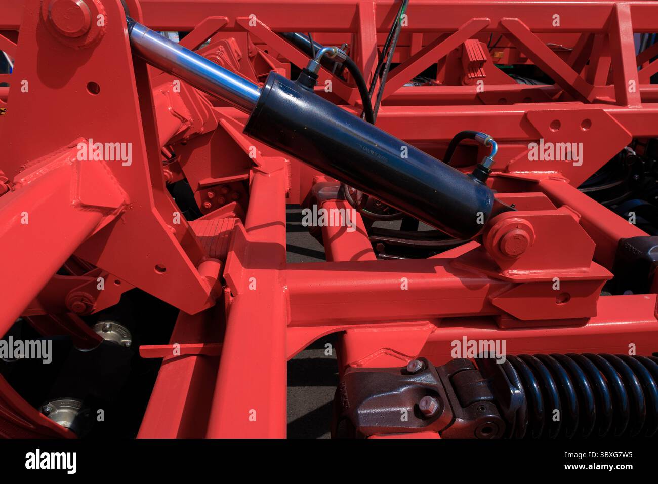 Hydraulic mechanisms of agricultural machines and equipment Stock Photo ...