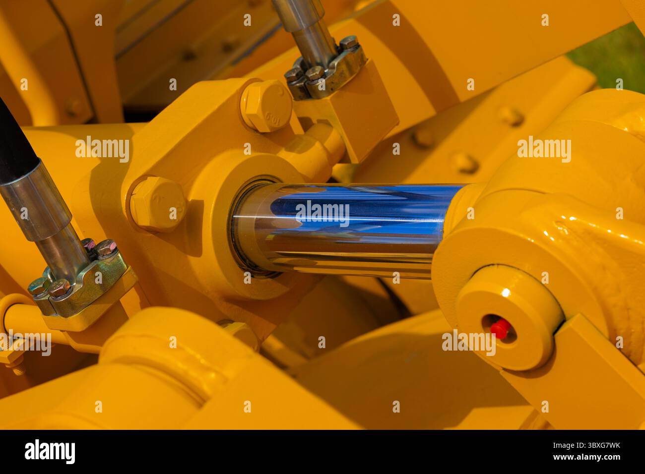 Hydraulic mechanisms of agricultural machines and equipment Stock Photo ...