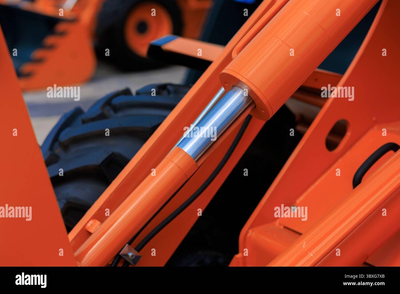 Hydraulic mechanisms of agricultural machines and equipment Stock Photo ...