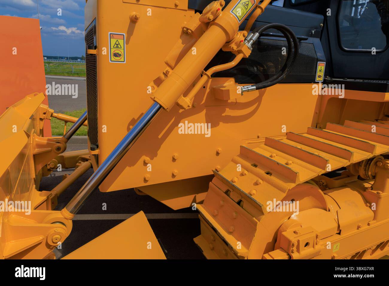 Hydraulic mechanisms of agricultural machines and equipment Stock Photo ...