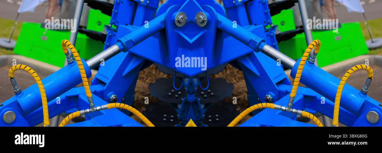 Hydraulic mechanisms of agricultural machines and equipment Stock Photo ...