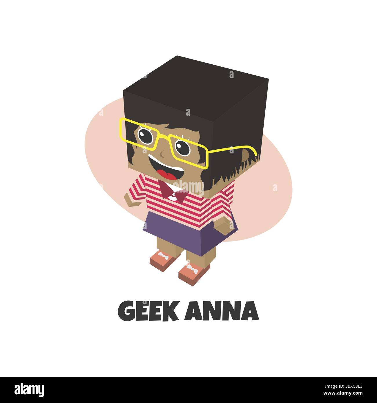 Block isometric cartoon character vector art graphic Stock Photo - Alamy