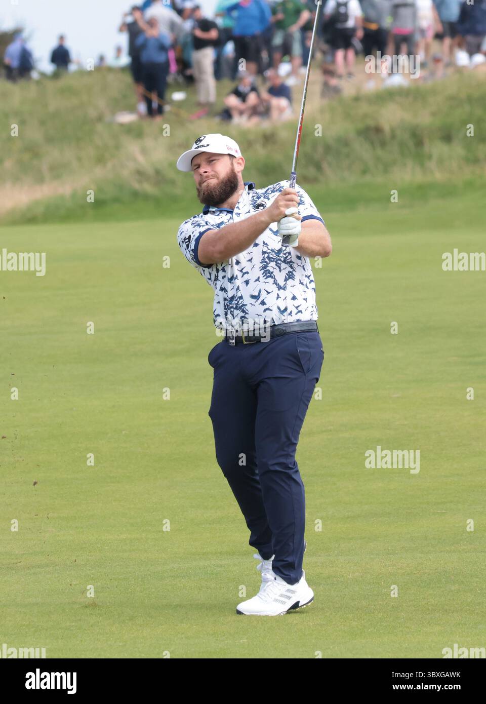 Great Britain's Tyrell Hatton plays a fairway iron on the 15th fairway ...