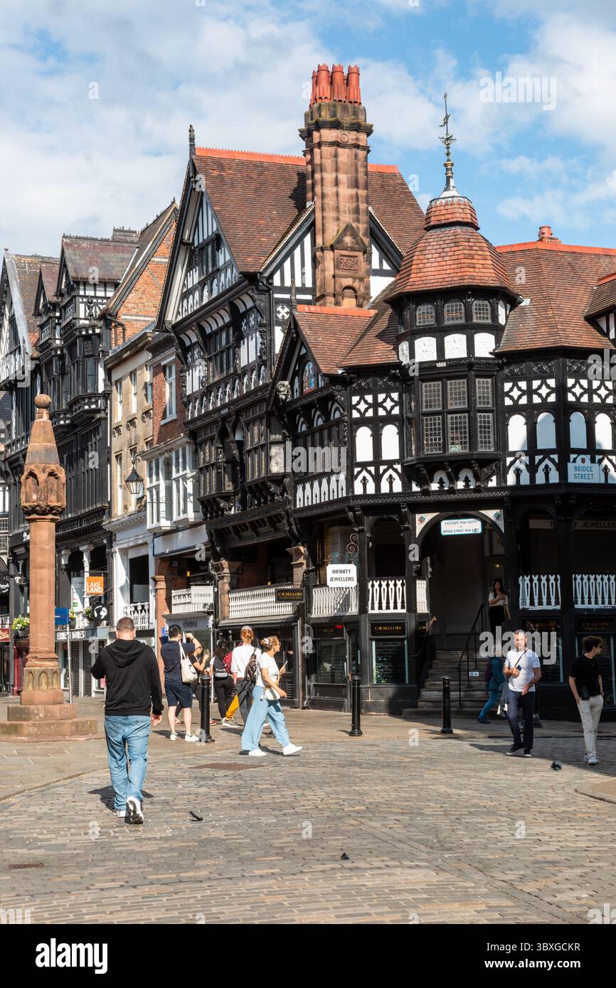 Pedestrian street in Chester city centre, Cheshire, UK. 2025 Stock ...