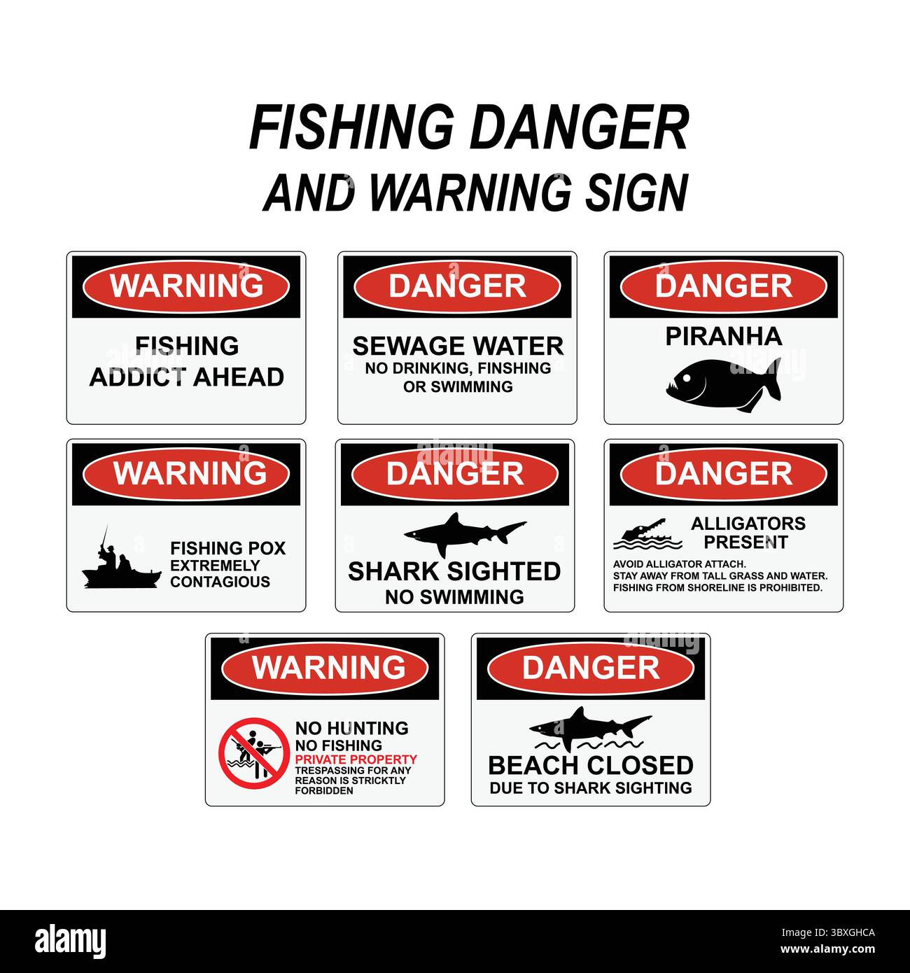 FISHING DANGER AND WARNING SIGN ICON ILLUSTRATION ON WHITE BACKGROUND ...