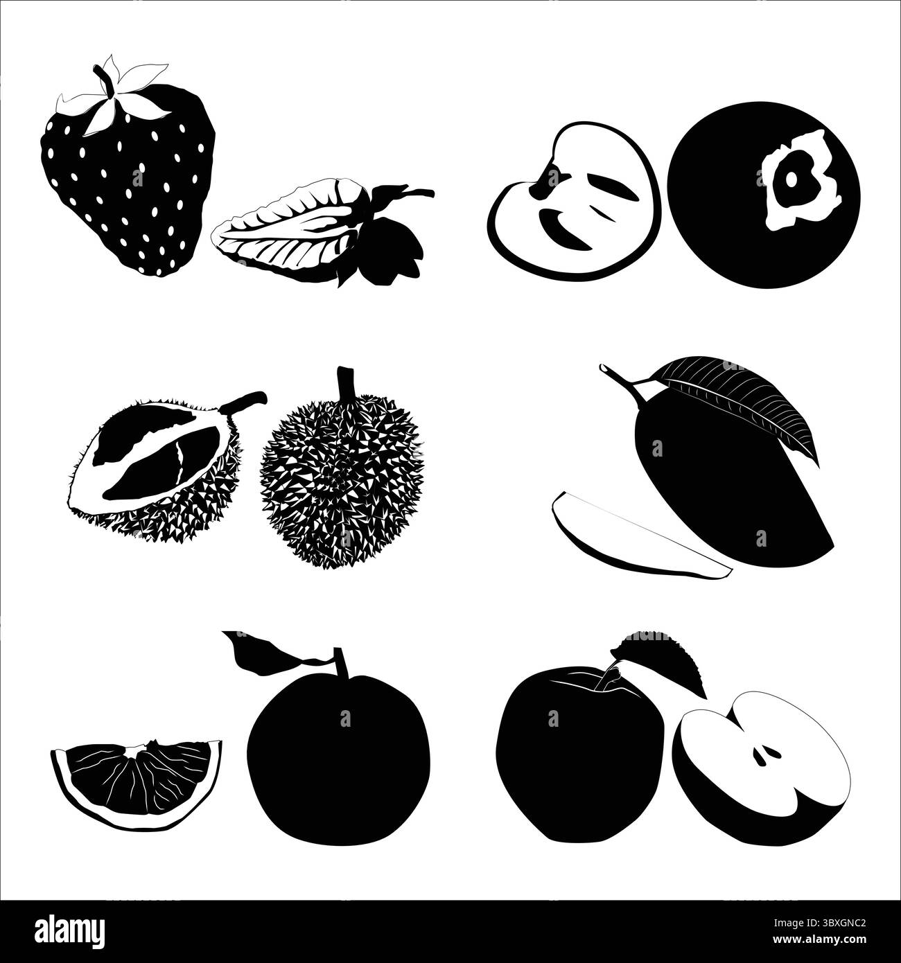 fruits silhouette Shape Drawing Vol 01 Stock Vector Image & Art - Alamy