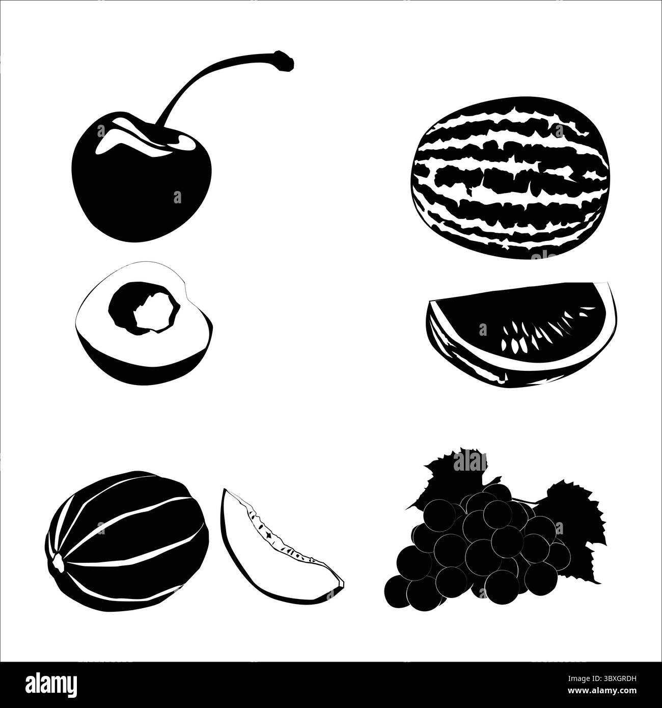 Cherry fruit icon doodle Black and White Stock Photos & Images - Alamy