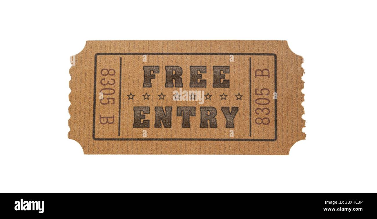 Old vintage theater or movie ticket with serial number isolated on ...