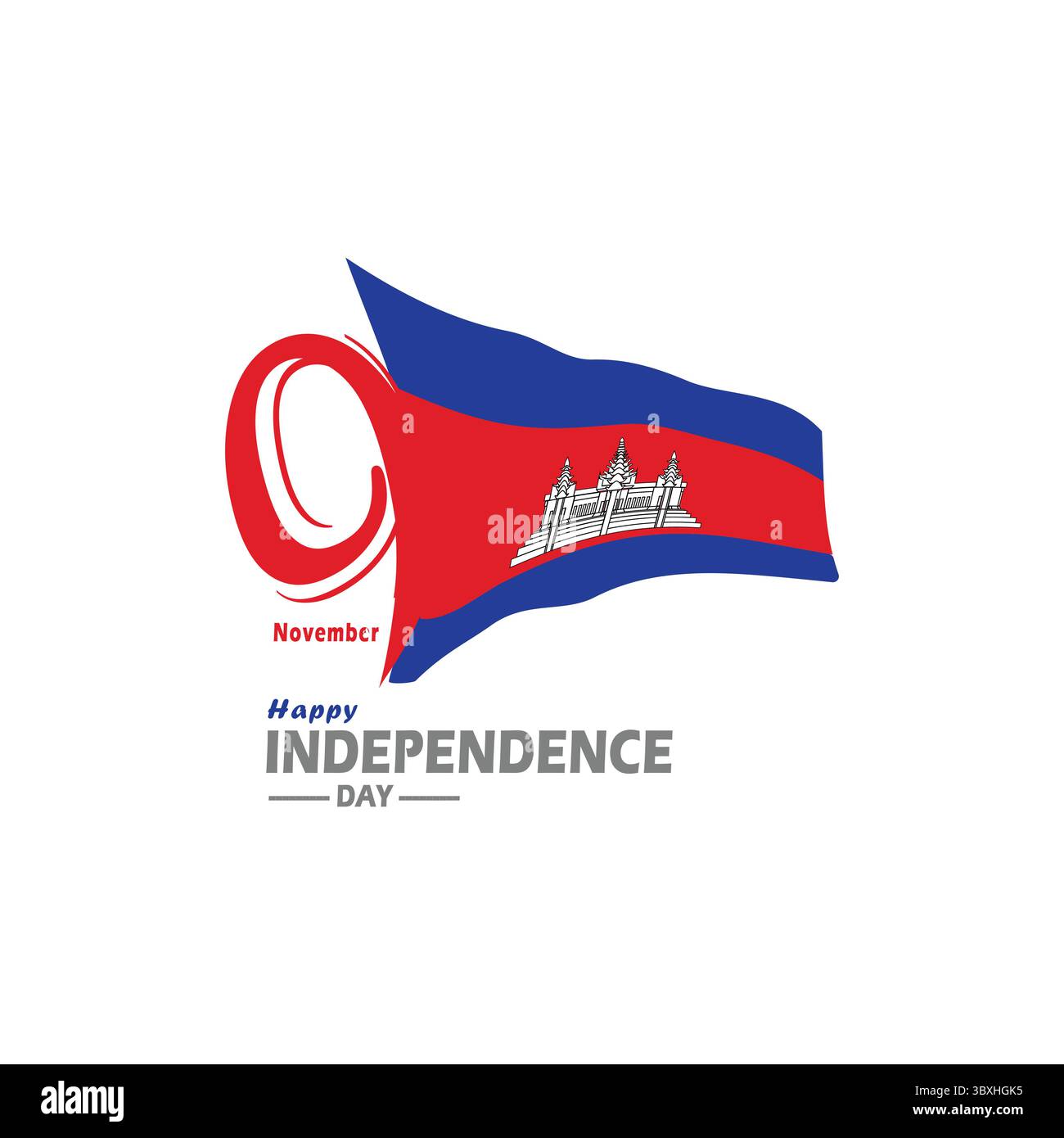 Independence Day of Cambodia, Cambodia flag illustration Vol 01 Stock ...