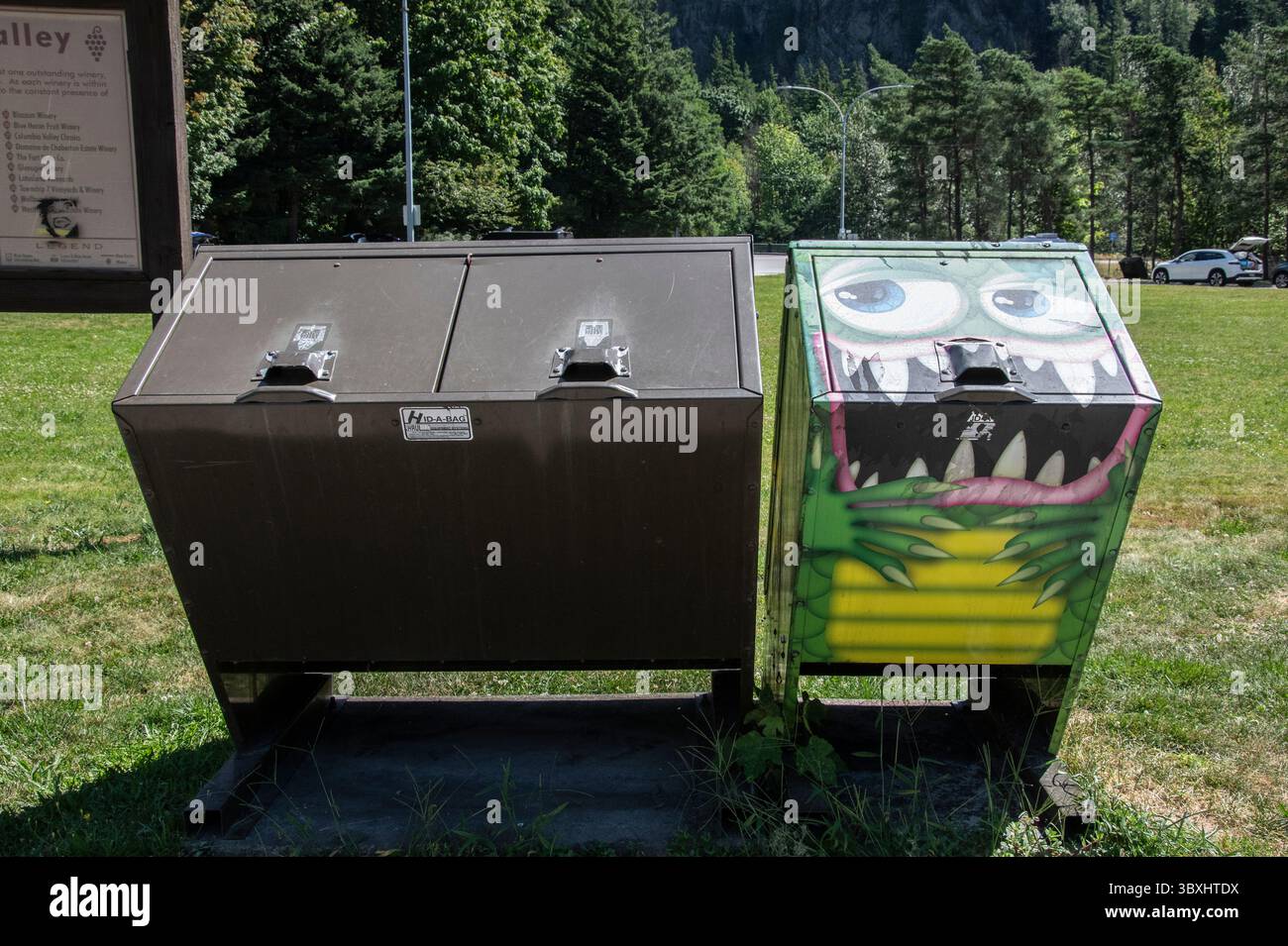 Garbage bins at Hunter Creek Rest Area on Trans Canada Highway in Hope ...