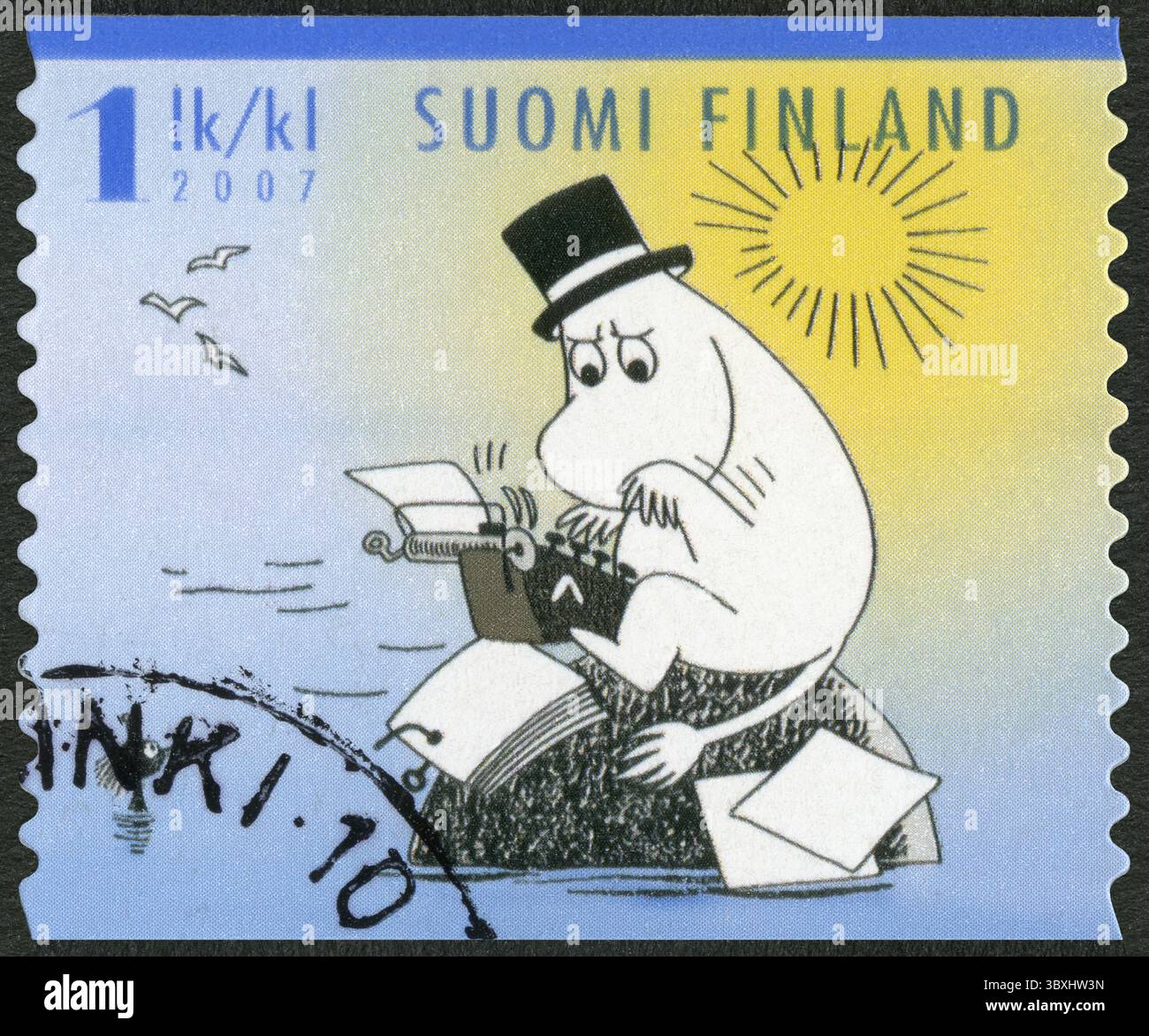 FINLAND - CIRCA 2007: A stamp printed in Finland shows Moominpappa ...