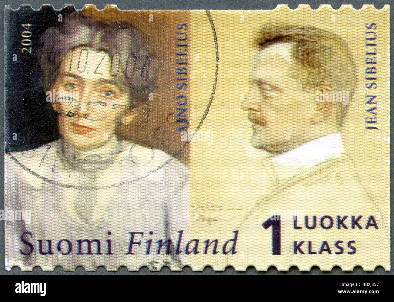 FINLAND - CIRCA 2004: A stamp printed in Finland shows Jean Sibelius ...