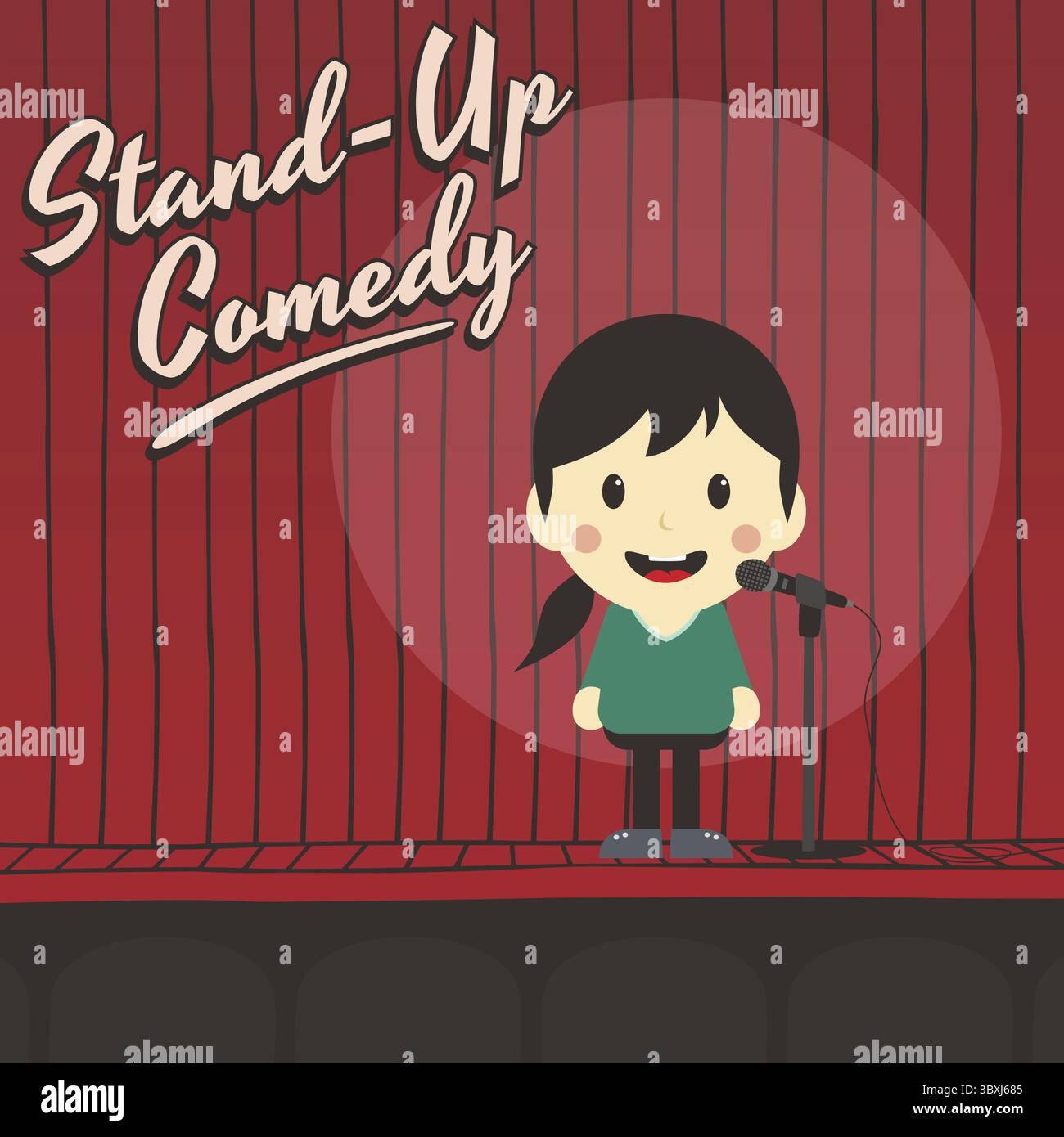 Female stand up comedian cartoon character vector illustration Stock ...