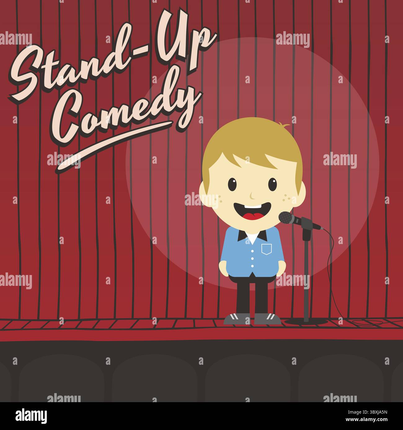 Male stand up comedian cartoon character vector illustration Stock ...
