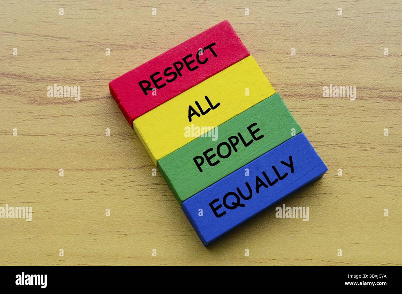 Respect All People Equally text on multicolored wooden blocks ...