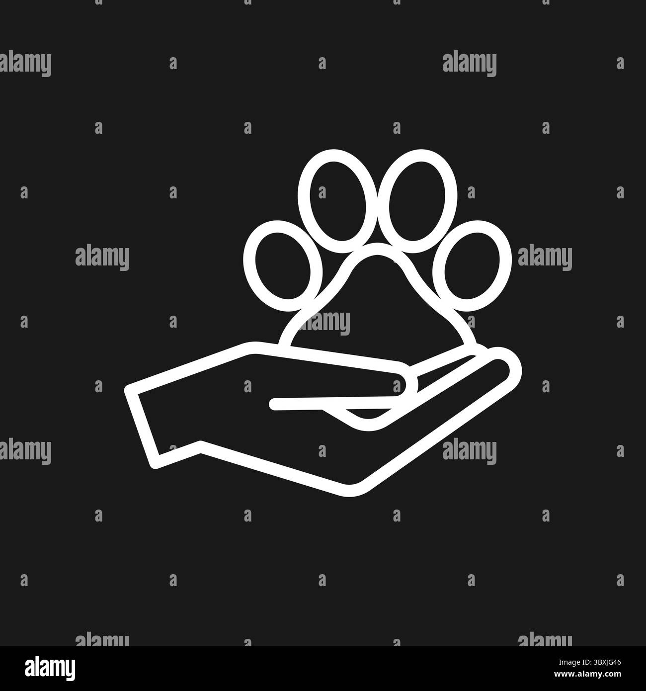 Animal Welfare and Pet Care Icon with a Hand Holding a Paw Symbolizing ...