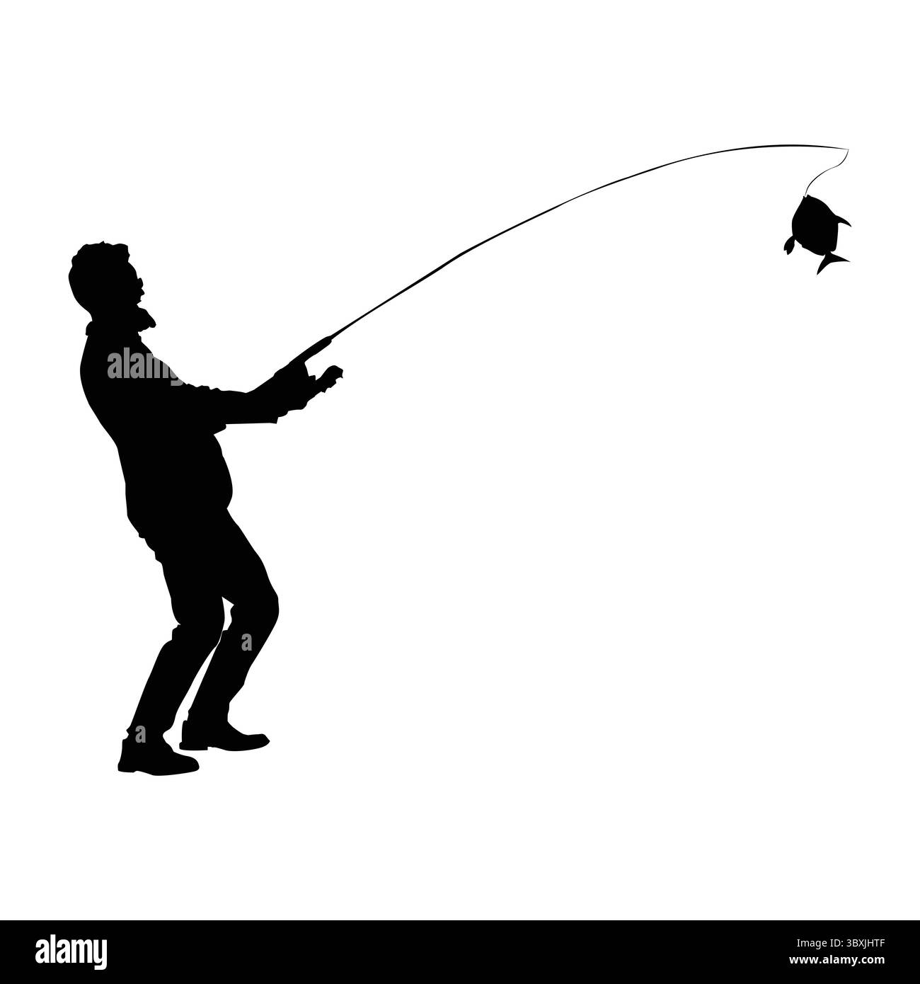 Man fishing on a lake Stock Vector Images - Alamy