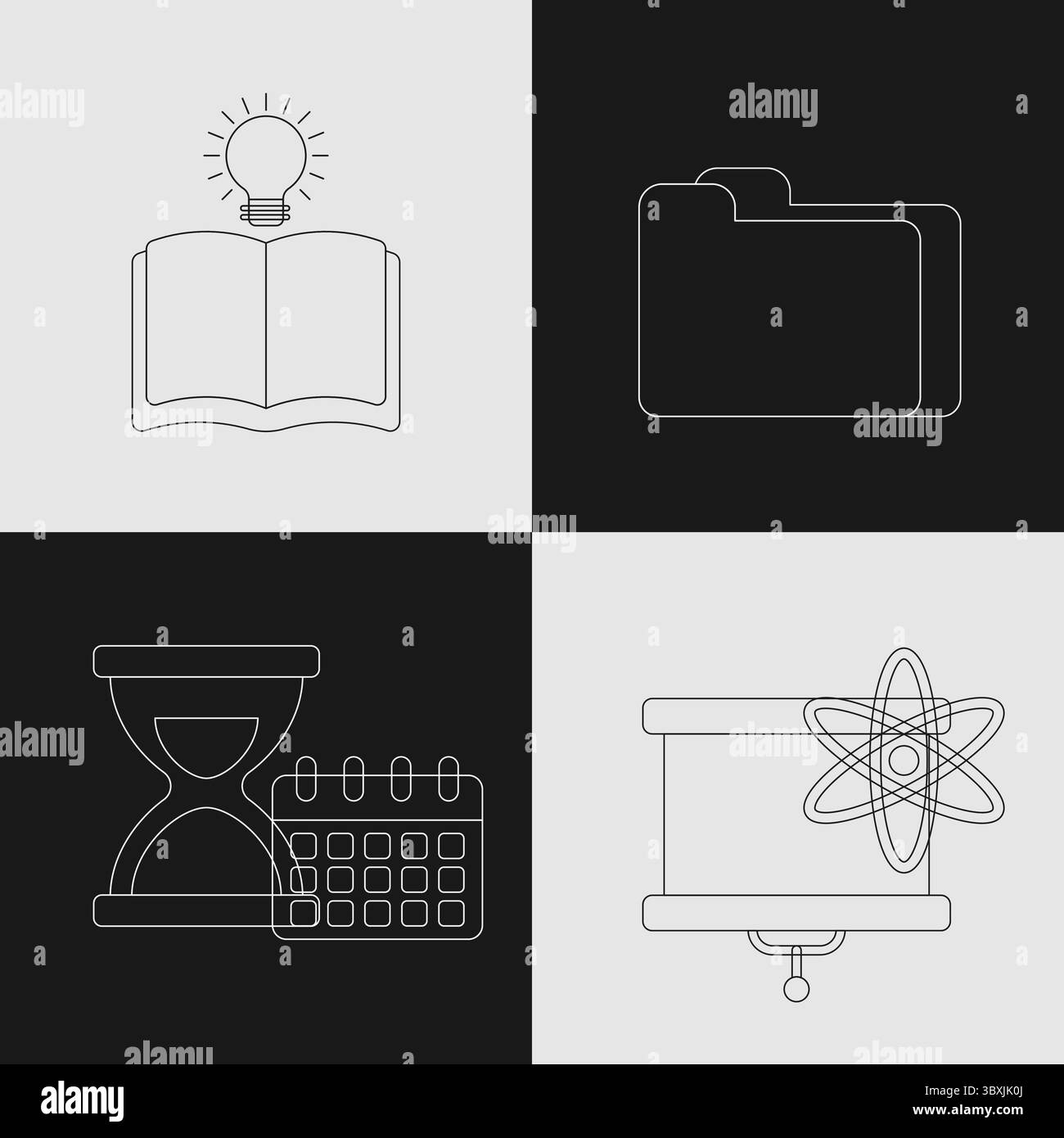 Education and Science Research Icon Set for Project Management, Study ...