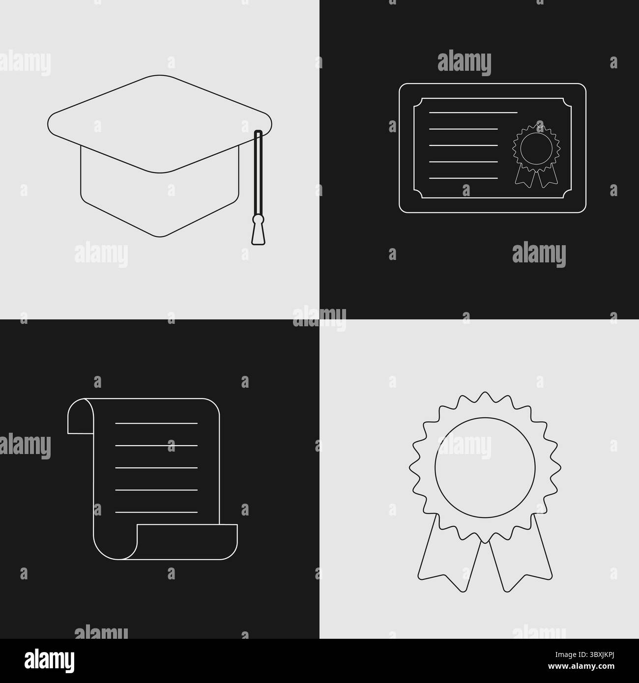 Graduation achievement icon set hi-res stock photography and images - Alamy