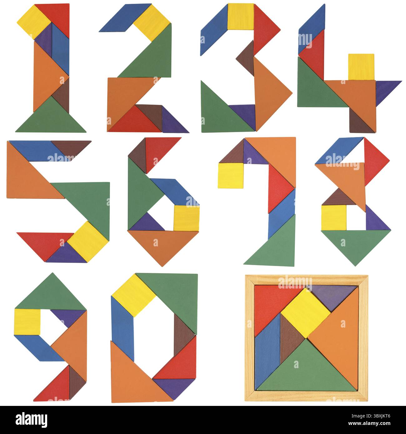 Numbers set, tangram. Isolated on a white background Stock Photo - Alamy
