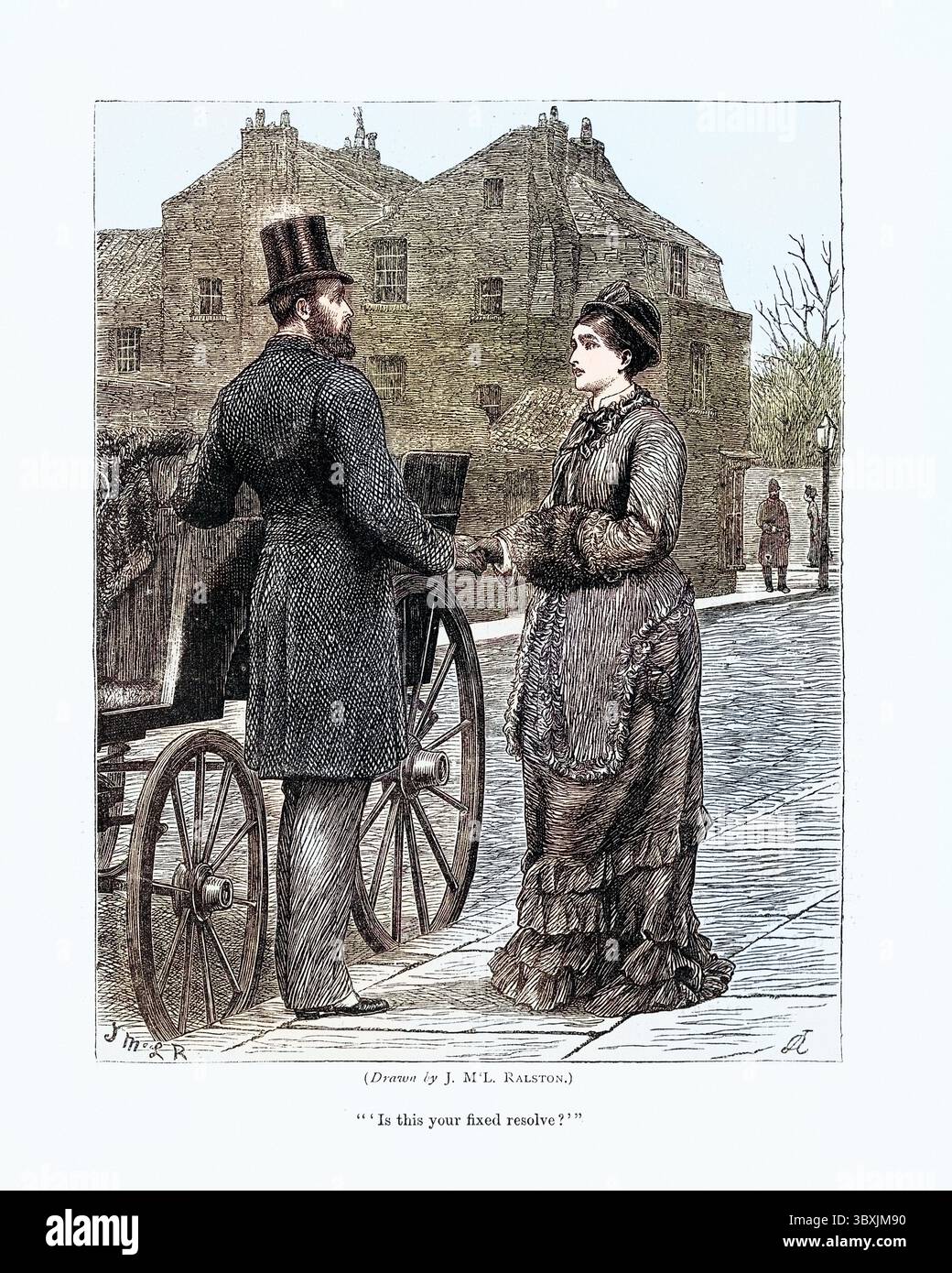 Vintage illustration of Man and woman shaking hands in the street ...