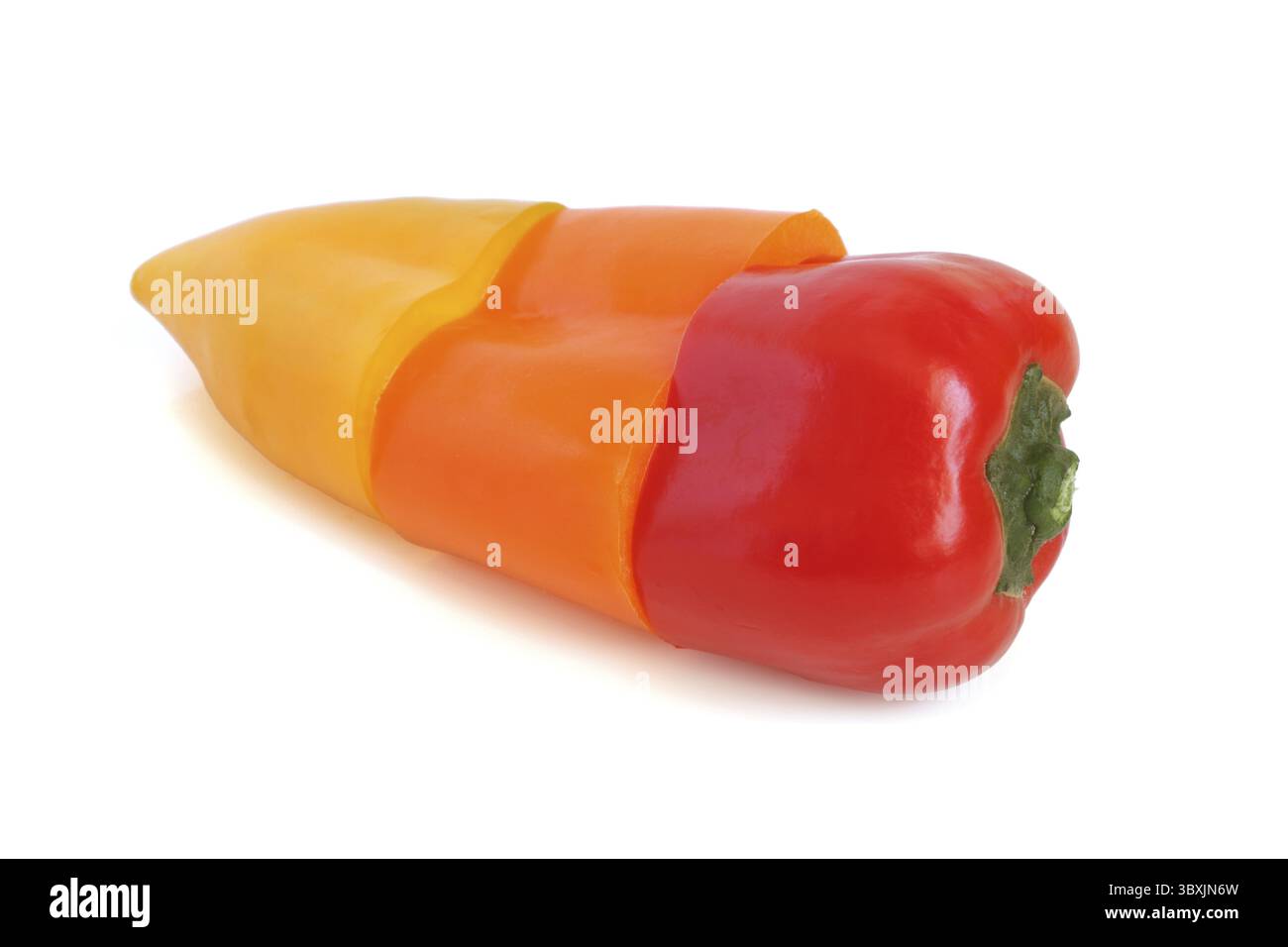 Color slices of bulgarian pepper on a white background Stock Photo - Alamy