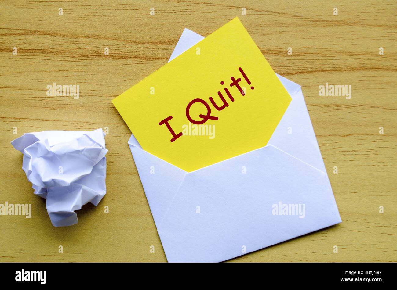 Resignation letter in an envelop with I Quit text. Resignation concept ...