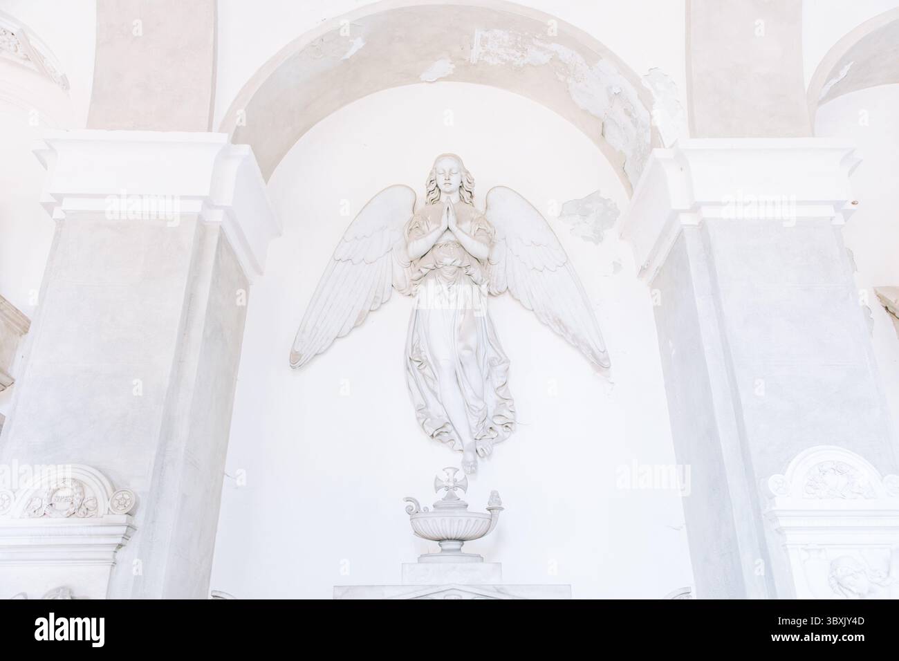 Ancient statue of angel in Italian old cemetery, end of XVIII century ...