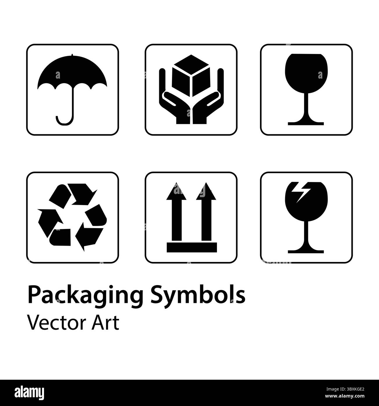 Handle care packaging symbol Black and White Stock Photos & Images - Alamy