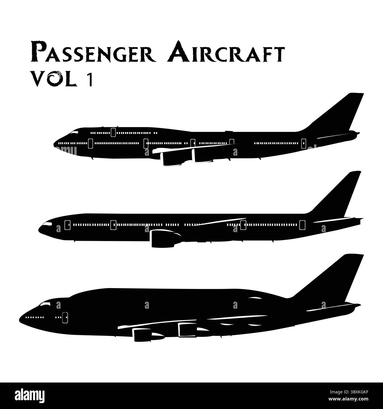 Passenger Aircraft Vol 1 Silhouette Shapes illustration vector-based ...