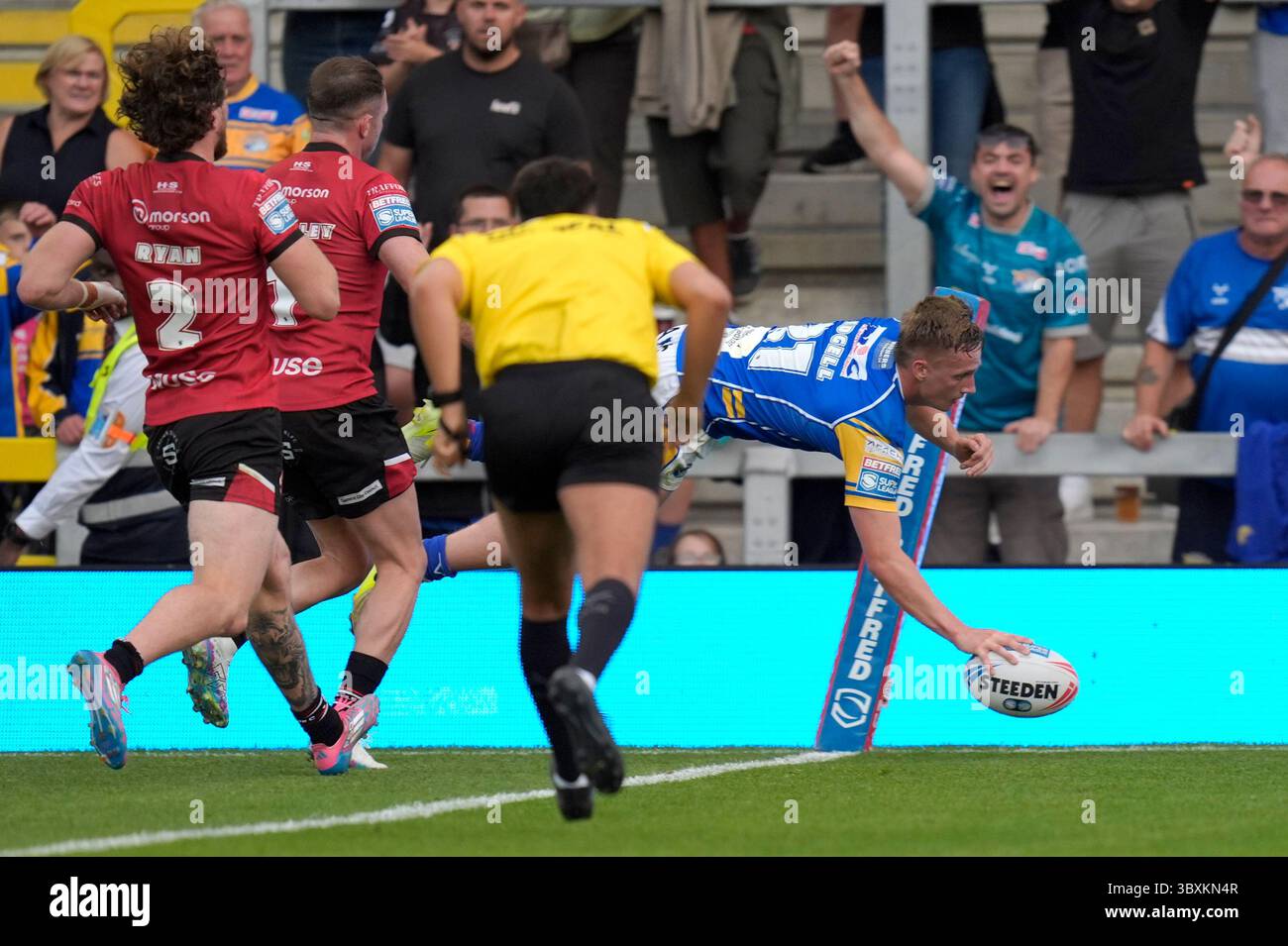 Leeds Rhinos' Alfie Edgell scores their side's second try of the game ...