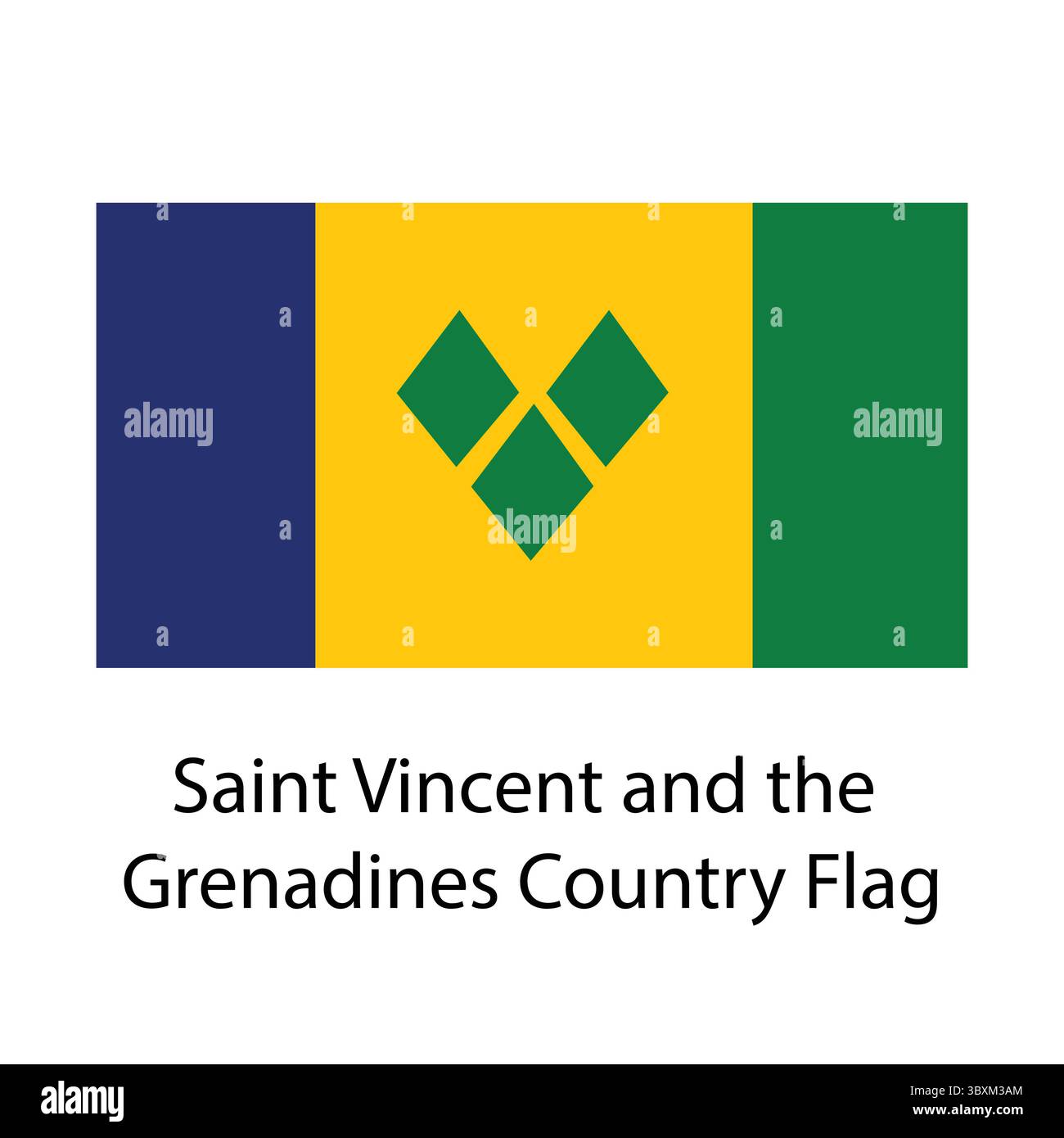 Saint Vincent and the Grenadines Country Flag hand drawing illustration ...