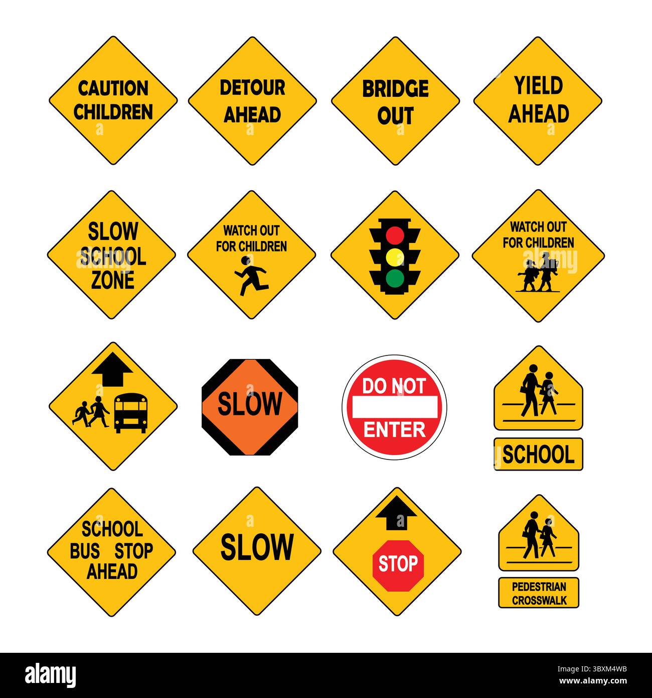 School Zone Warning Signs Vector Illustration Stock Vector Image & Art ...