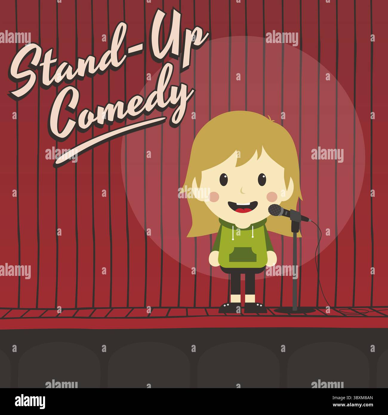 Female stand up comedian cartoon character vector illustration Stock ...