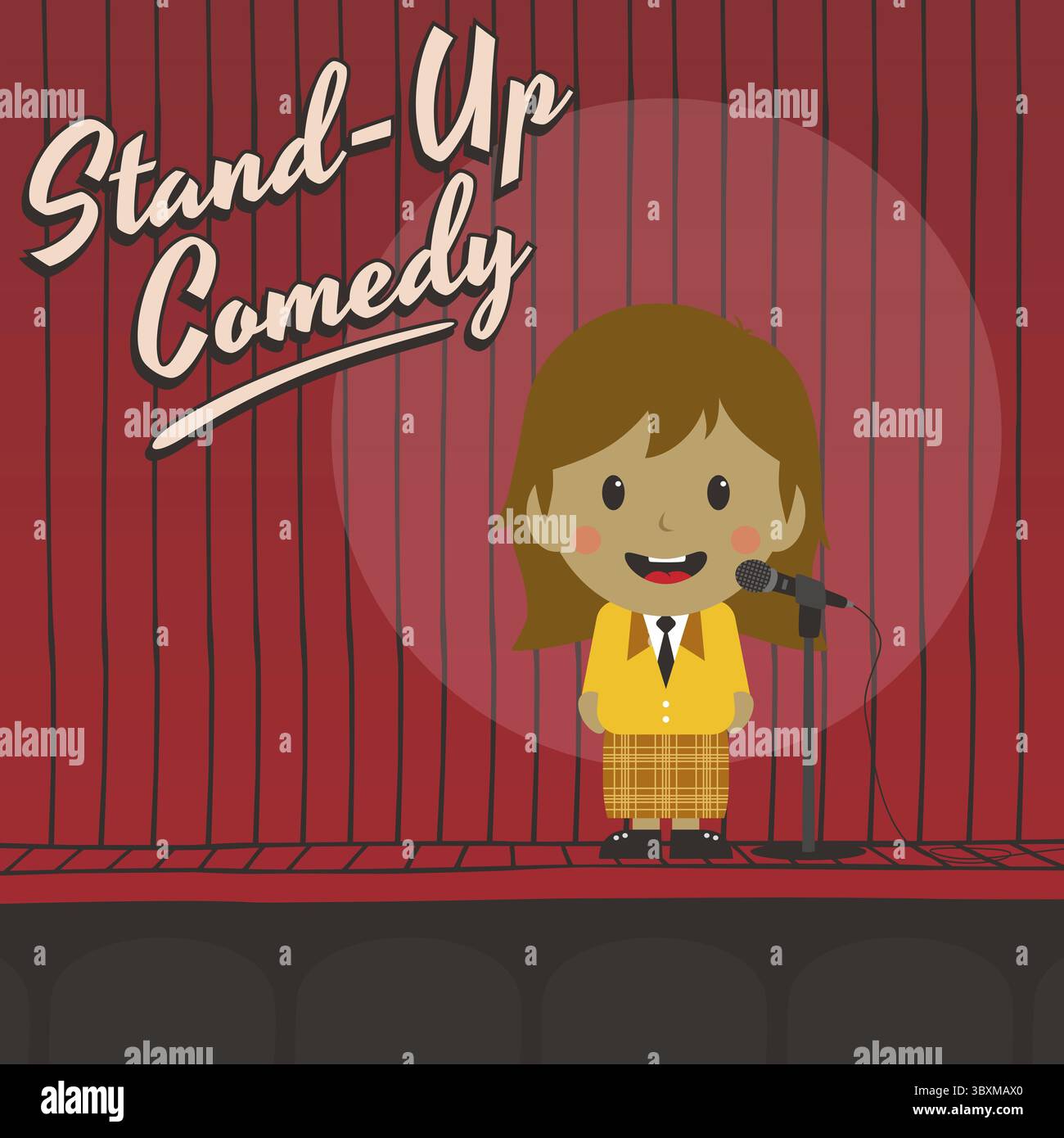 Female stand up comedian cartoon character vector illustration Stock ...