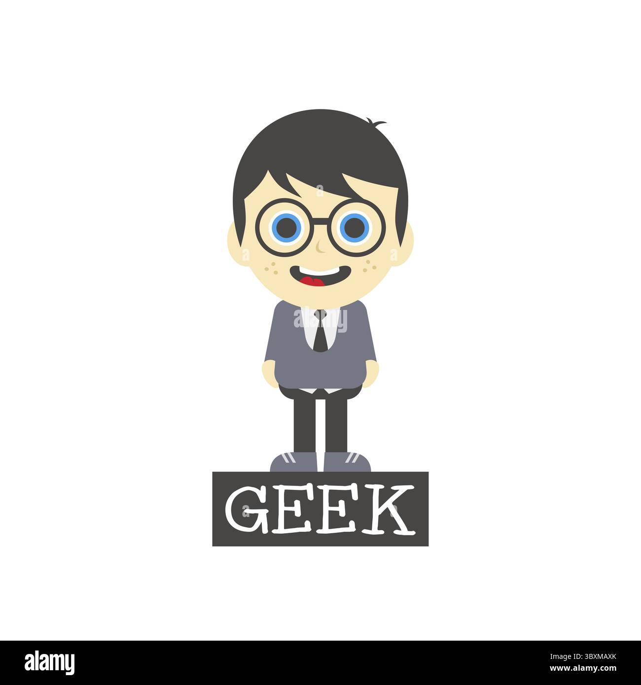 Geek boy cartoon character theme vector art illustration Stock Photo ...