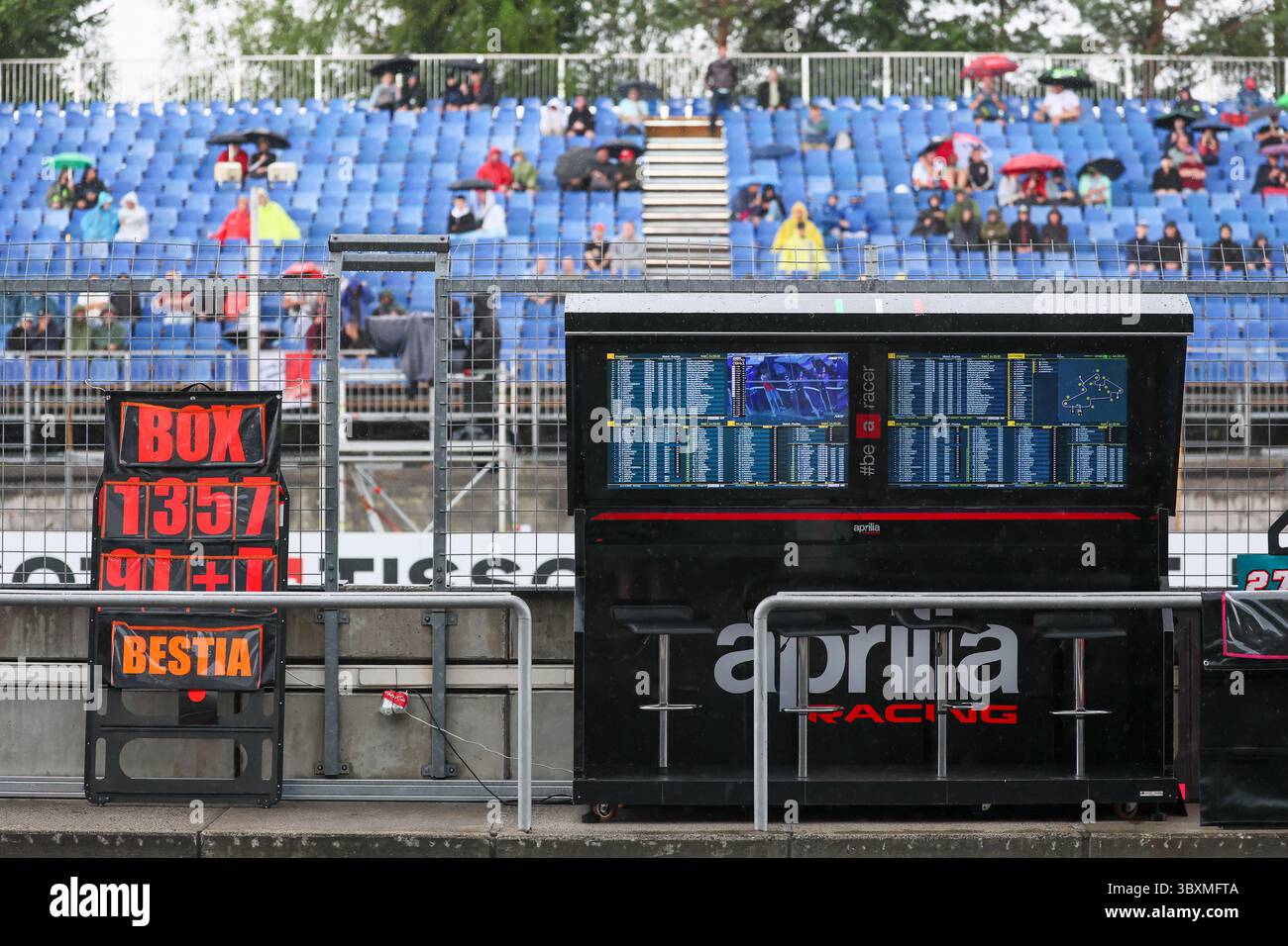 BRNO, CZECH REPUBLIC - JULY 18: A general view of the Aprilia Racing ...