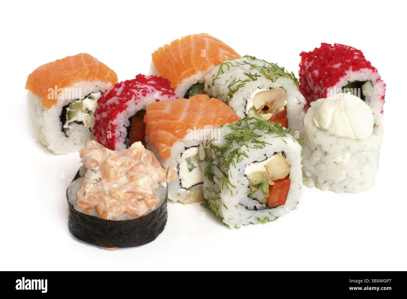Hot sushi rolls on Cut Out Stock Images & Pictures - Alamy