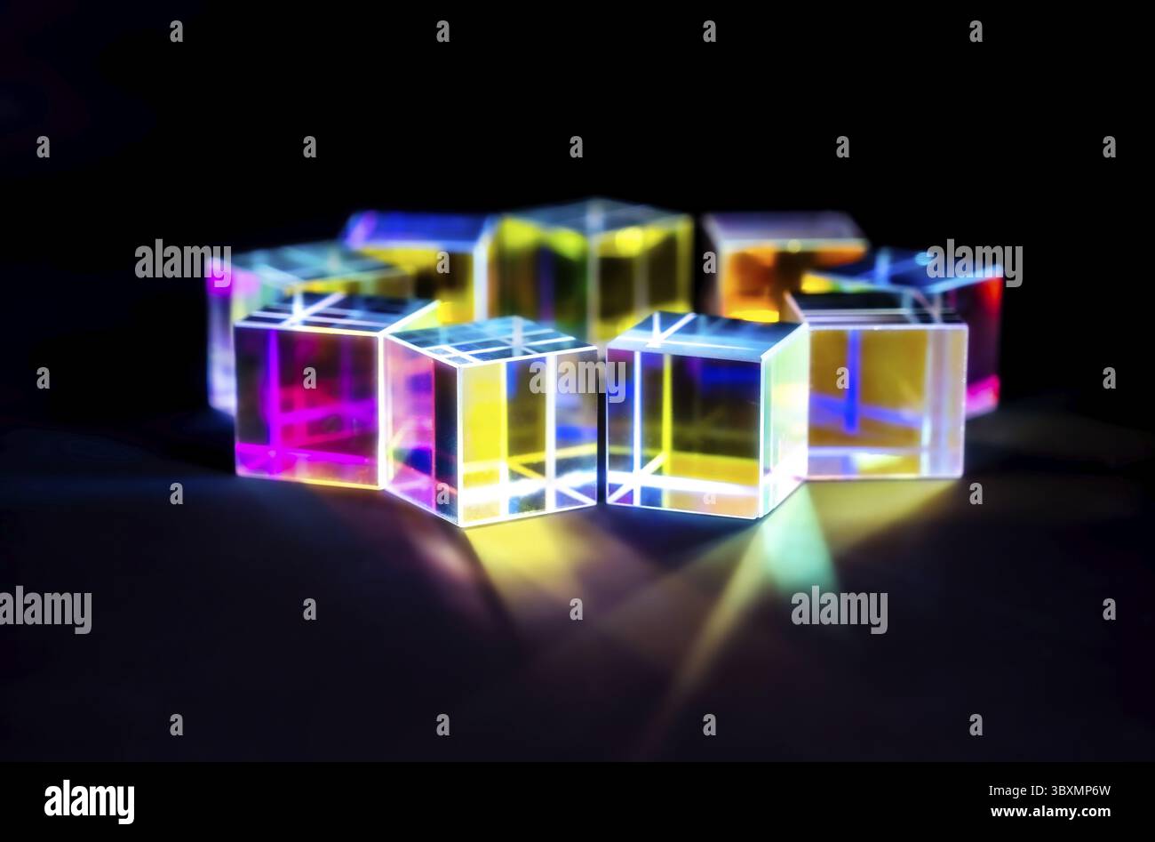 Crystal cube prism with refraction and holographic effect on dark ...