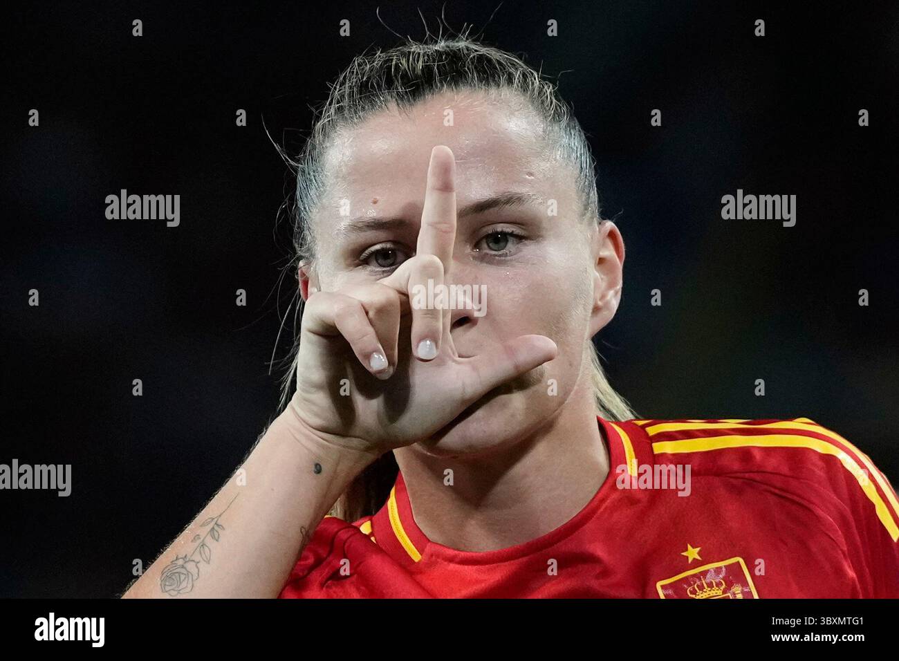 Spain's Claudia Pina celebrates after scoring her side's second goal ...
