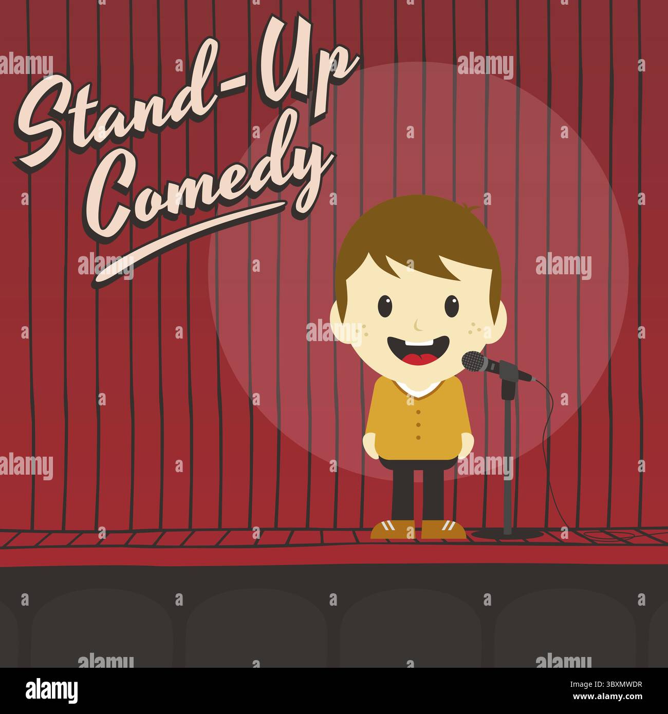 Male stand up comedian cartoon character vector illustration Stock ...