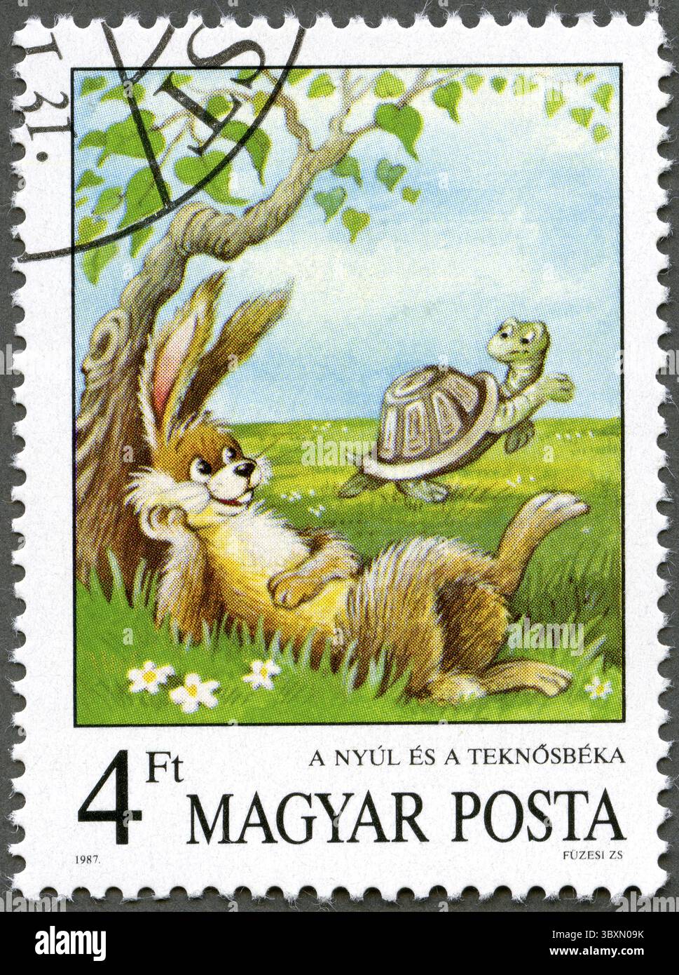 HUNGARY - CIRCA 1987: A stamp printed by Hungary shows the Tortoise and ...