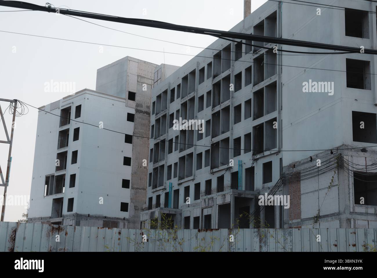 The site of abandoned construction characterized by incomplete and ...