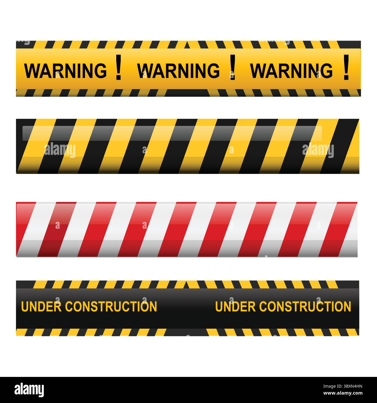 Set of Under construction and warning sign vector illustration Stock ...