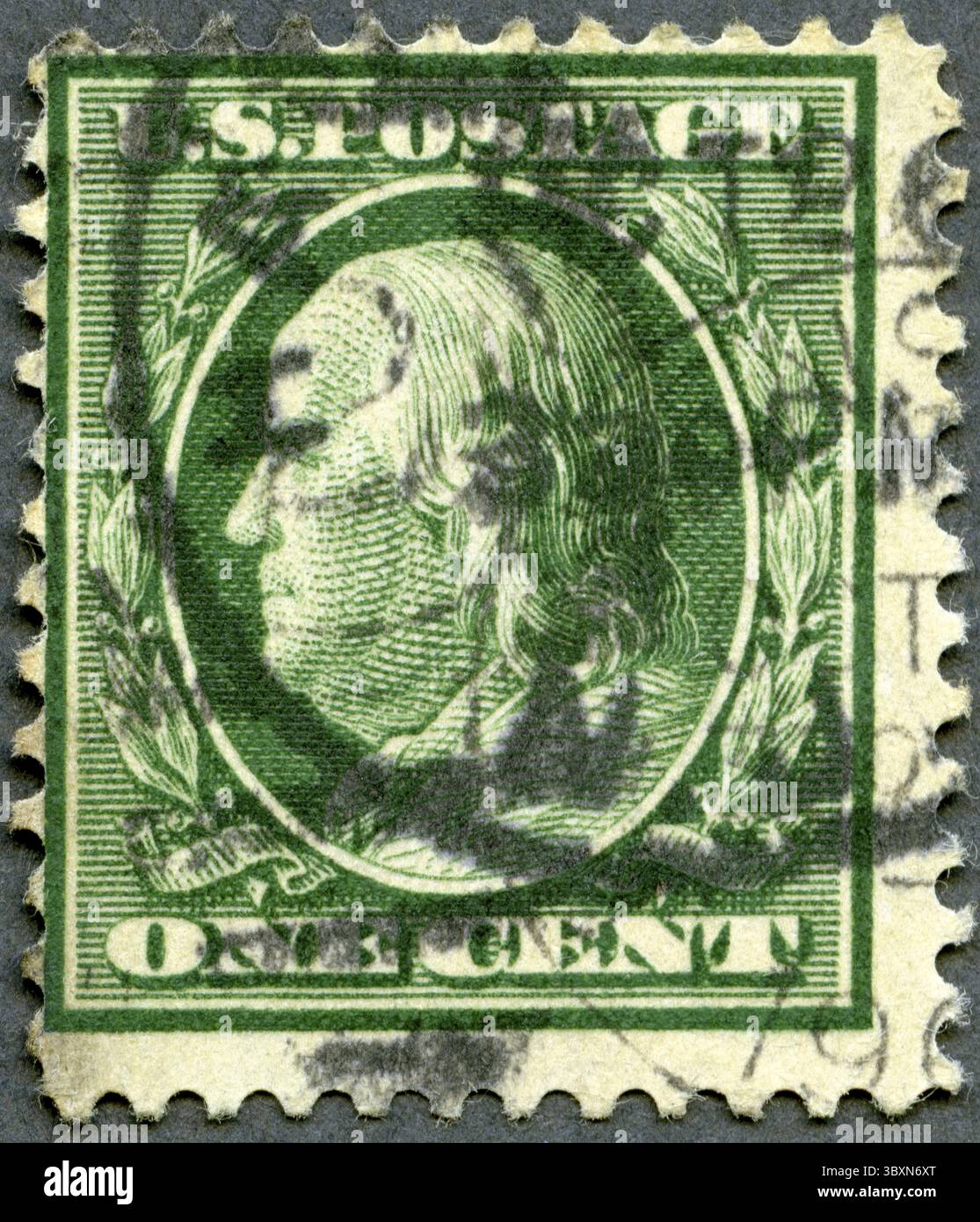 USA - CIRCA 1908: A stamp printed in USA shows portrait of Benjamin ...