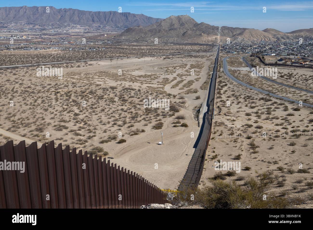 Aerial view of the border fence near Ciudad Juarez, a hotspot for ...