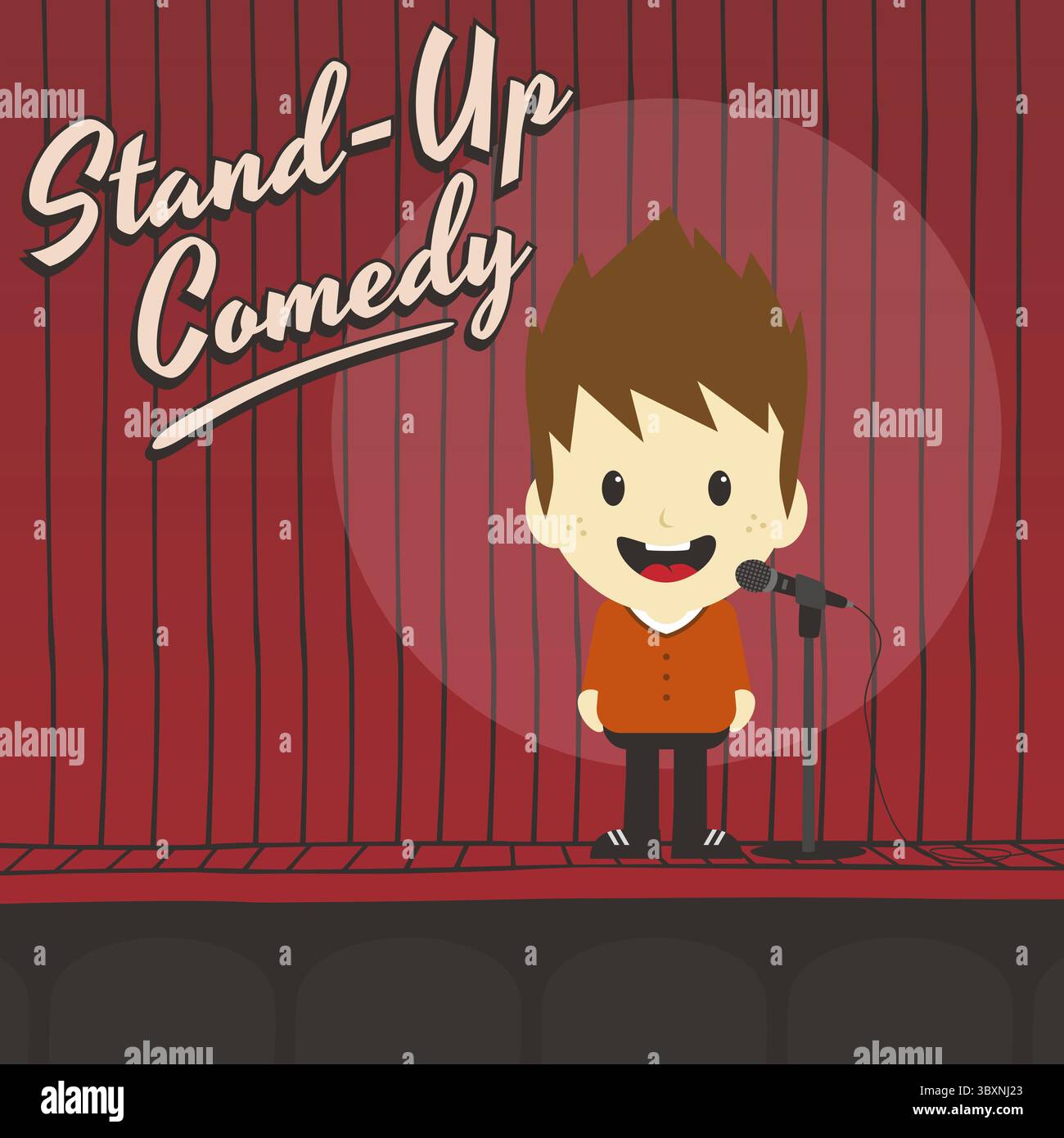 Male stand up comedian cartoon character vector illustration Stock ...