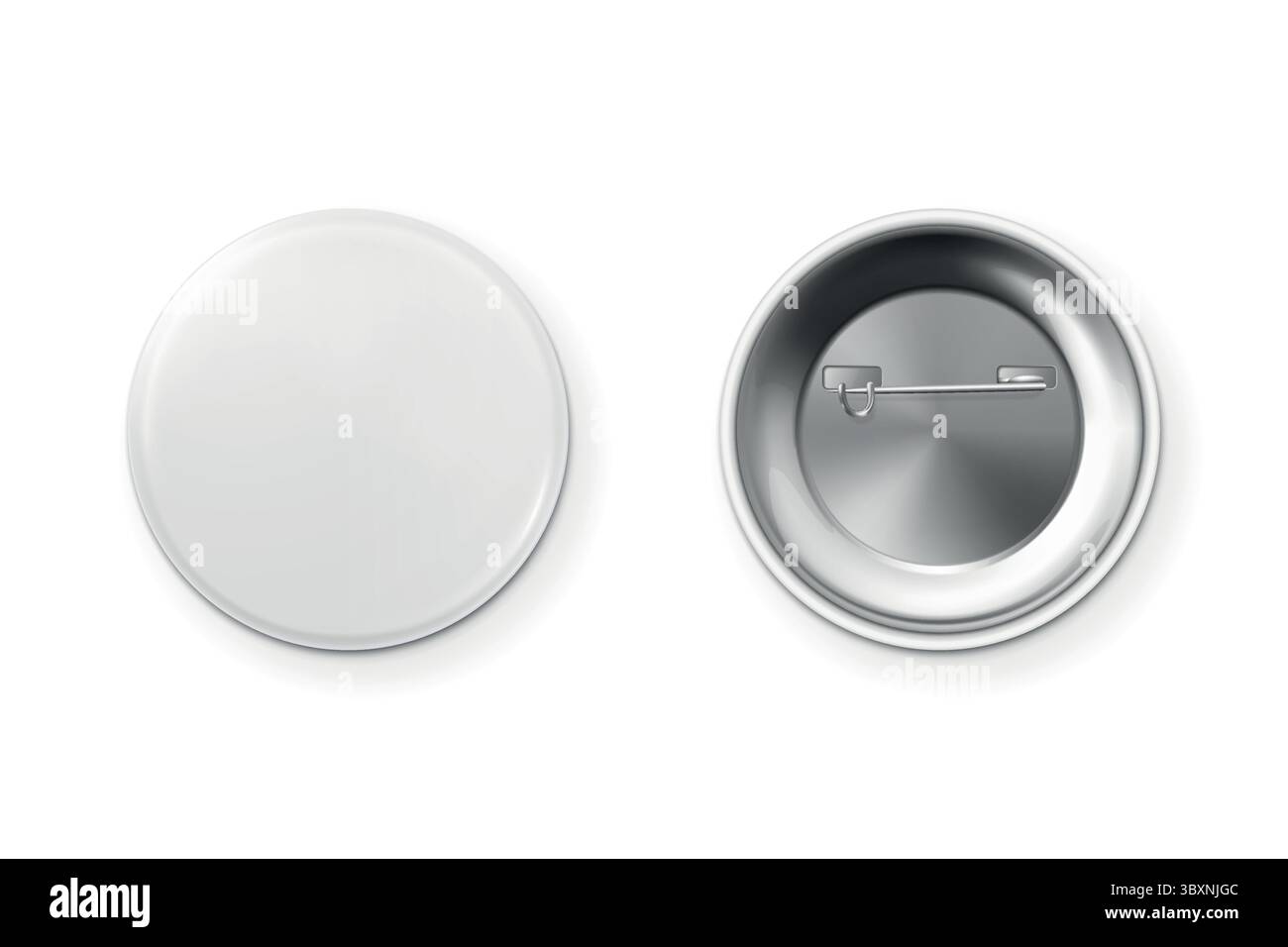 Button Badge Vector Mockup. Blank Button Badge Front and Back, White ...