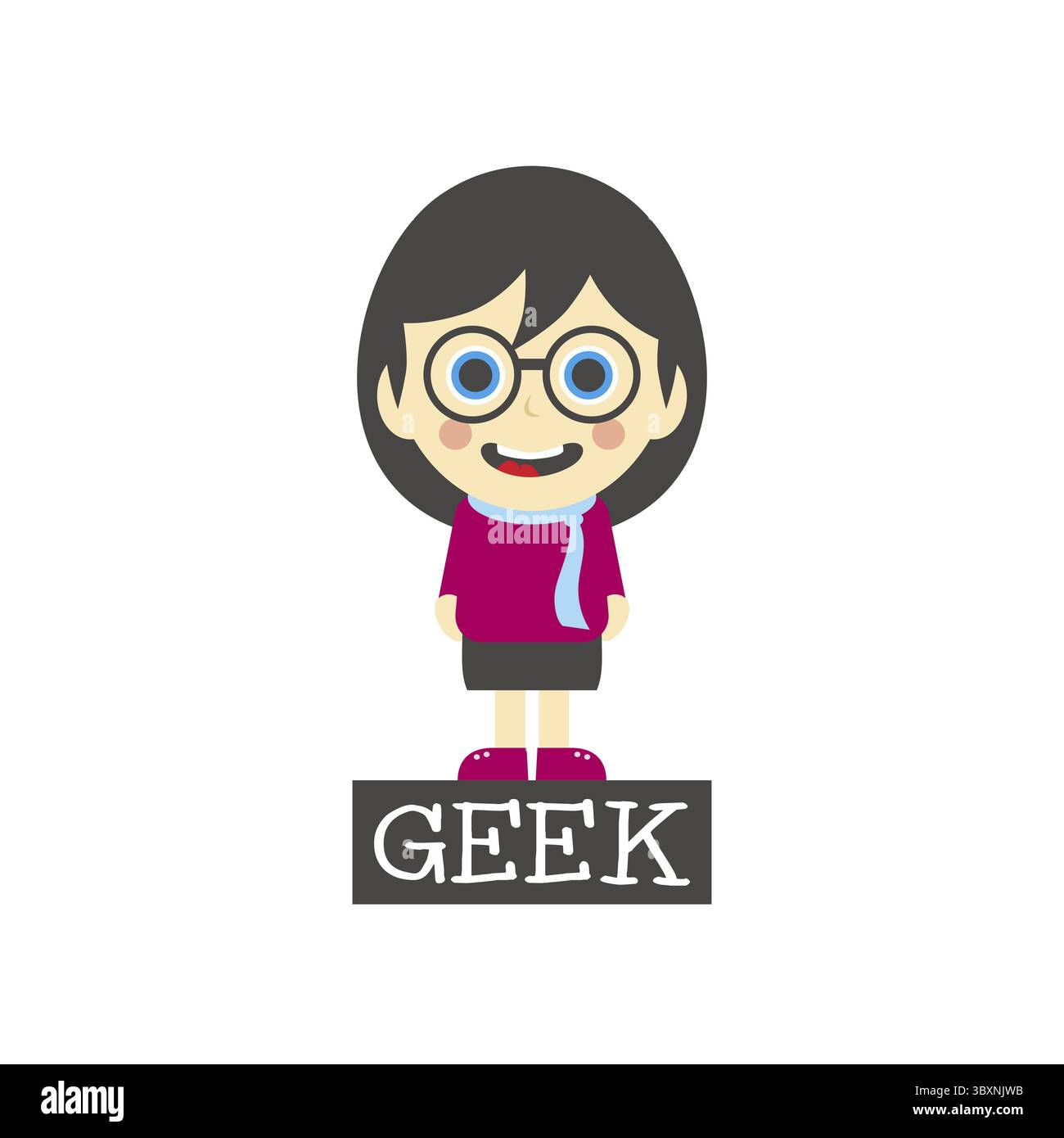 Geek girl cartoon character theme vector art illustration Stock Photo ...