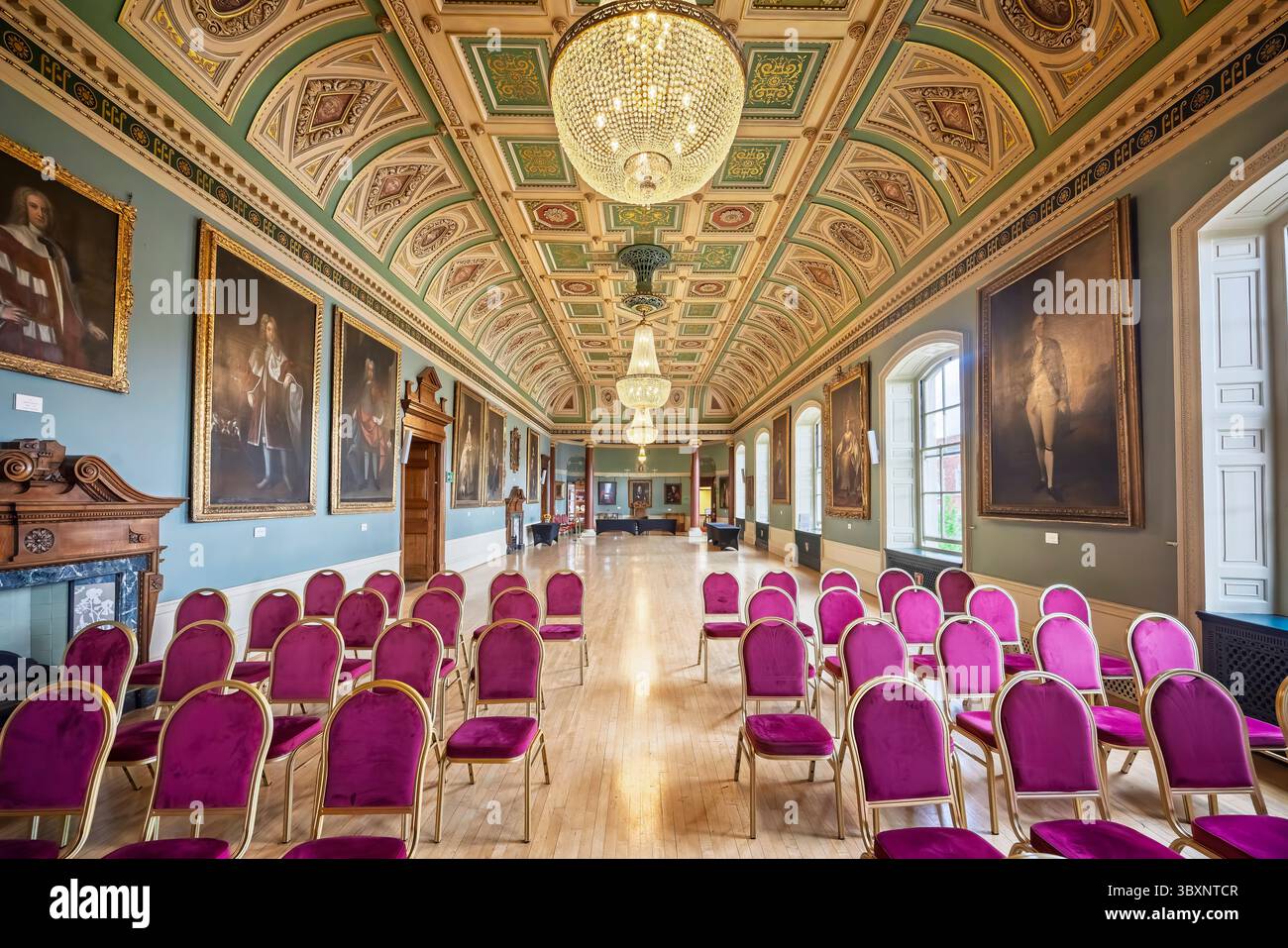 Interior view of The Assemby room with its painted italianate ceiling ...